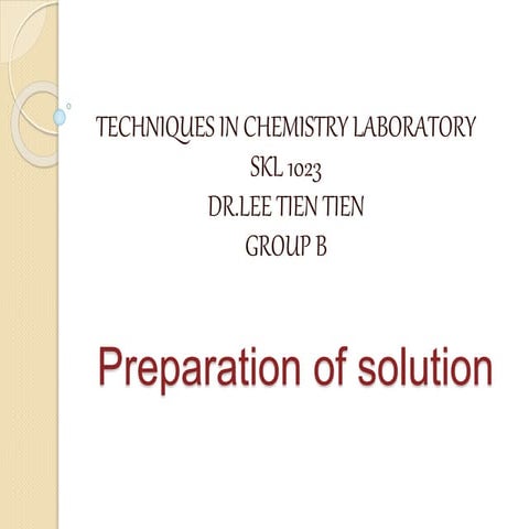 chemistry : Preparation of solution | PPTX