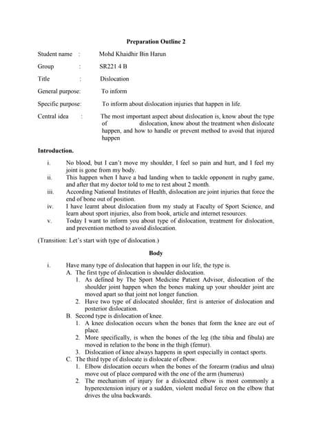 Preparation outline handout_2014 # Public Speaking | PDF