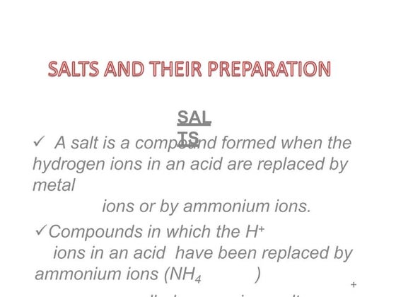 8.3 preparation of salts | PDF | Chemistry | Science