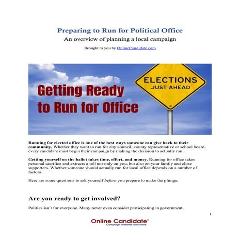 Preparing to Run for Political Office | PDF