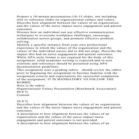 Prepare a 10-minute presentation (10-15 slides, not including title ...