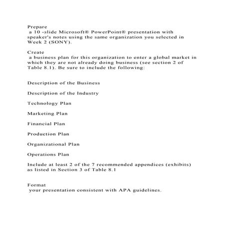 Prepare a 10 -slide Microsoft® PowerPoint® presentation with speak | PDF