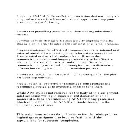 Prepare a 12-15 slide PowerPoint presentation that outlines your pro.docx