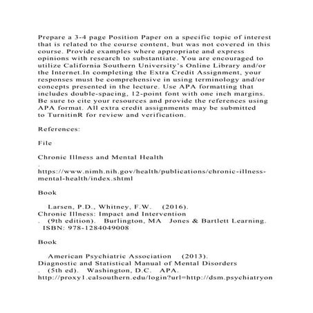 Prepare a 3-4 page Position Paper on a specific topic of interest th.docx