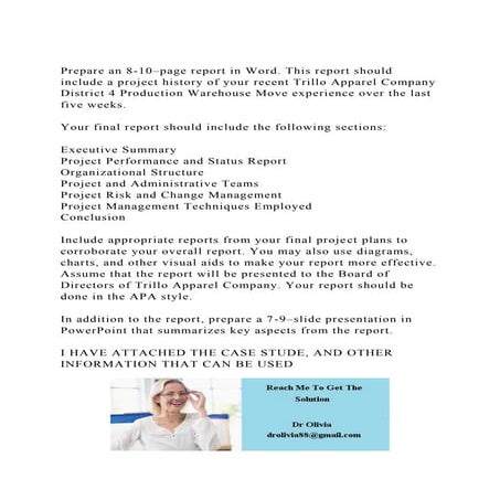 Prepare an 8-10–page report in Word. This report should include a .do…