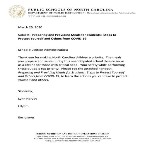Prepare and providing meals memo and handout | PDF