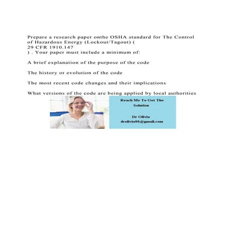 Prepare a research paper onthe OSHA standard for The Control of | PDF