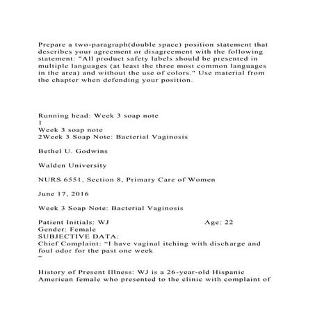 Prepare a two-paragraph(double space) position statement that desc.docx