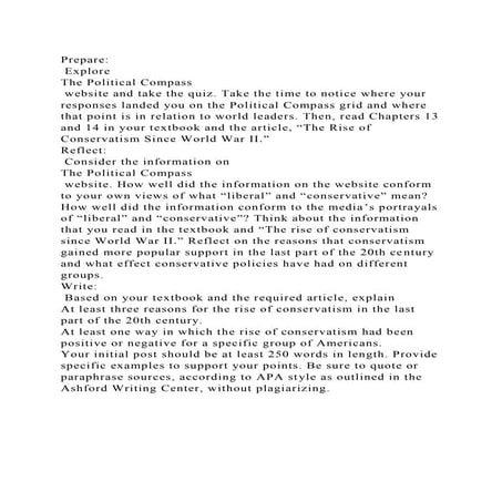 Prepare Explore The Political Compass website and take the qu.docx