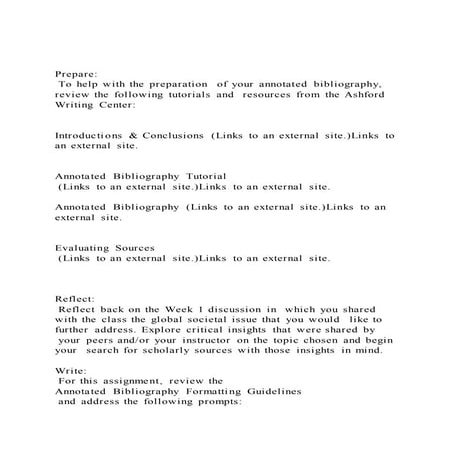 Prepare To help with the preparation of your annotated bibli | PDF