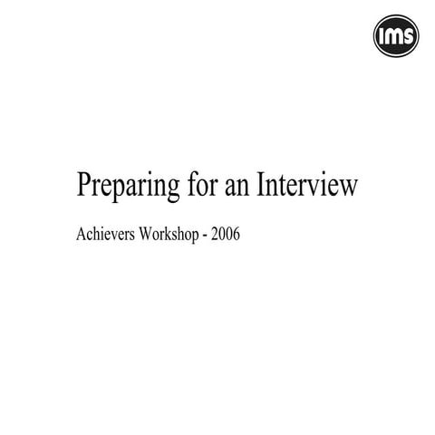 Preparing For An Interview | PPT