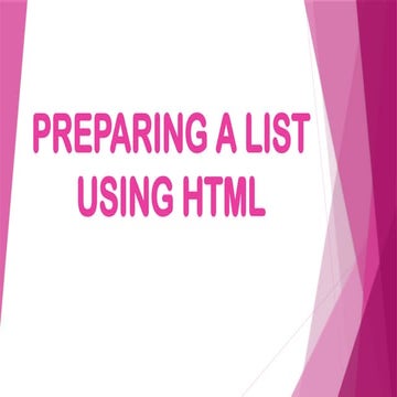 PREPARING A LIST THAT WE USE USING HTML .pptx