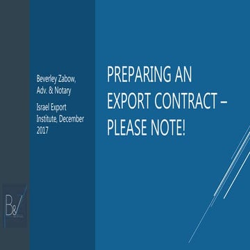 Preparing an export contract – please note! 2017 | PPTX