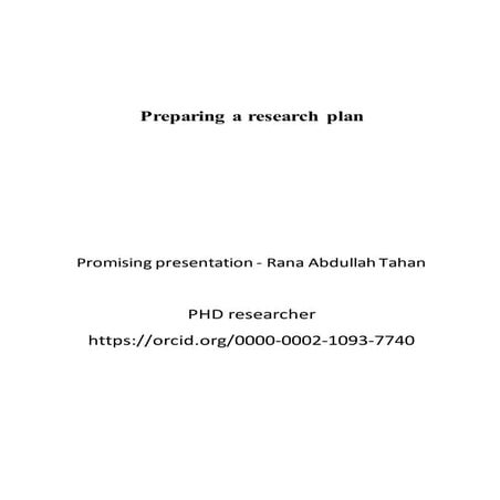 Preparing a research plan | PDF