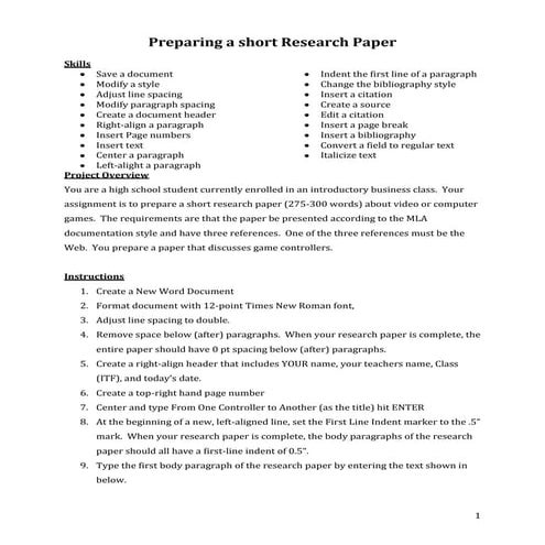 Preparing a short research paper | DOCX