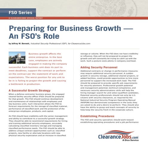 FSO Training: Preparing for Business Growth | PDF