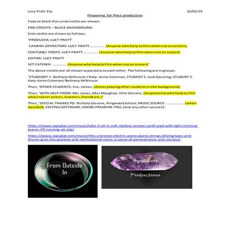 Preparing for post production | PDF