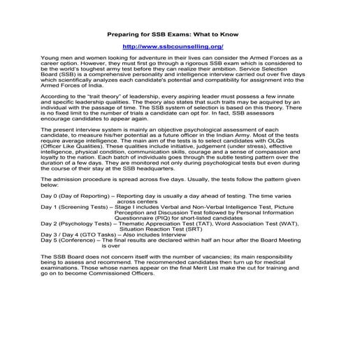 Preparing for ssb exams what to know | DOCX