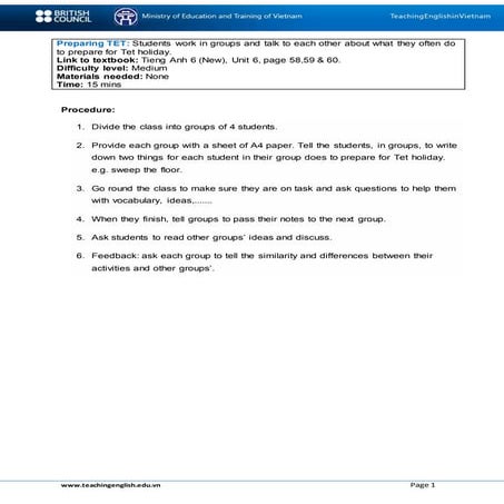 Preparing for tet | DOCX