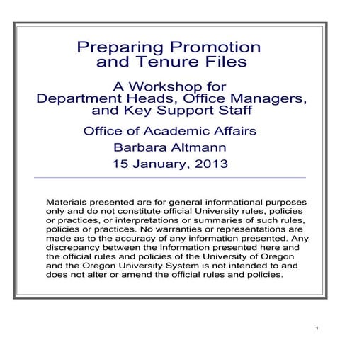 Writing a tenure statement 2011 | PPTX