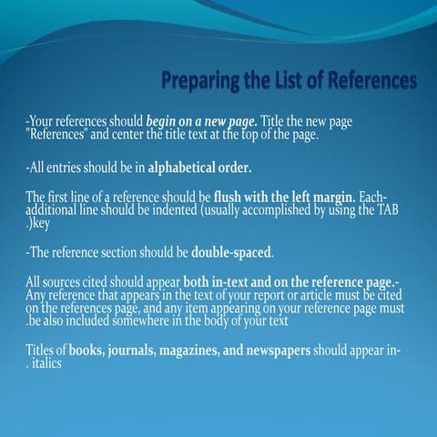 Preparing the list of references | PPT