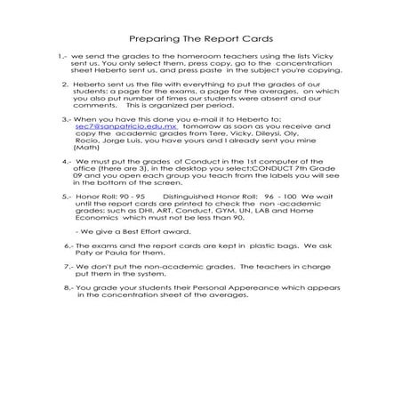 Preparing The Report Cards | DOC
