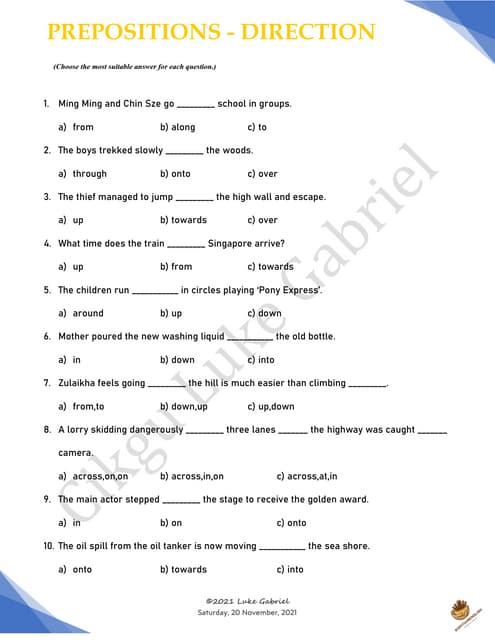Prepositions of location | PPT