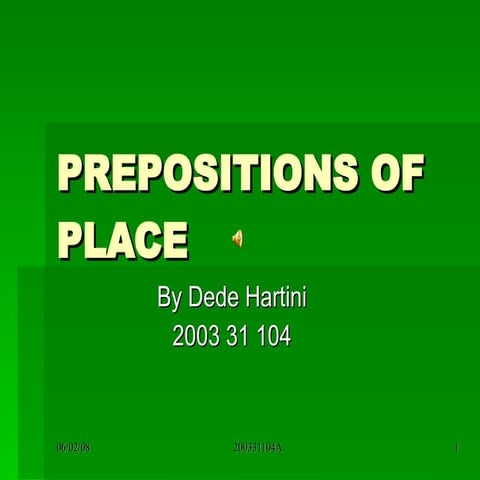 Prepositions Of Place | PPT