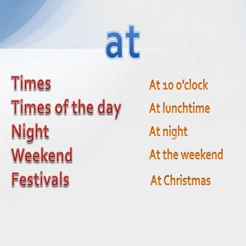 Prepositions AT IN ON | PPT