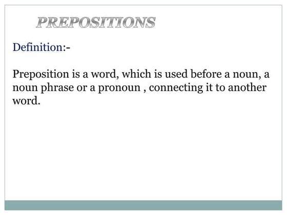 Prepositions- English grammar ppt | PPT