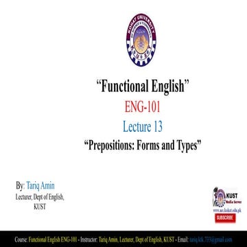 Prepositions: forms and types | PPTX