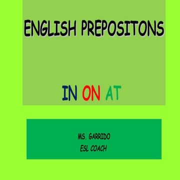Prepositions In, At, On | PPT
