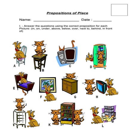Prepositions of place ii | DOC