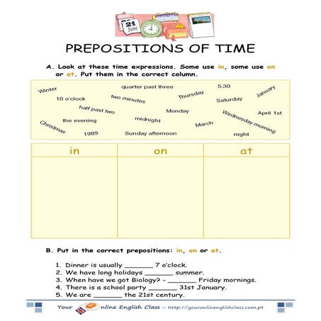 Prepositions of time | PDF