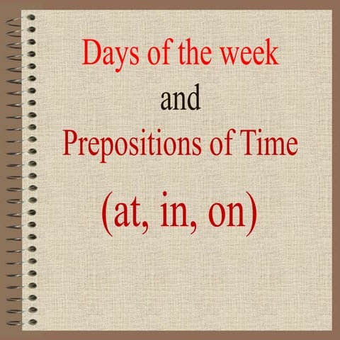 unit : 6 Days of the week and Prepositions of Time | PPT