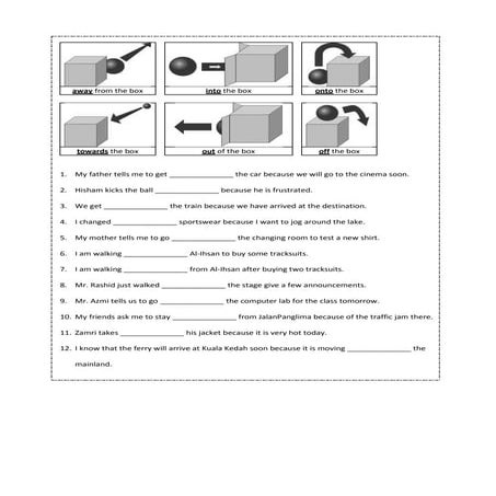 Preposition worksheet year 4 | PDF