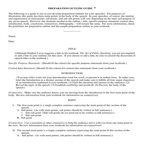 Preparation outlineguide | PDF