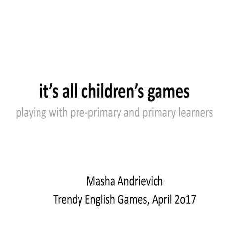 Pre primary and primary games | PPTX