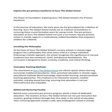 pre primary guru.pdf | Daycare and Pre-School | Parenting