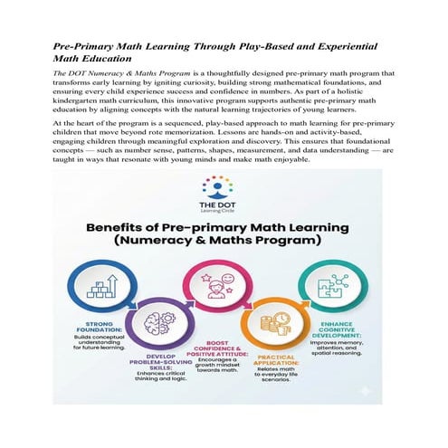 Math Learning for Pre Primary Children Made Simple and Engaging | PDF