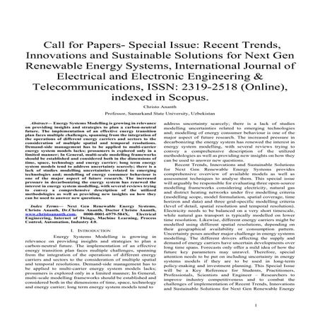 Call for Papers- Special Issue: Recent Trends, Innovations and ...