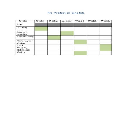 Pre production schedule | DOCX