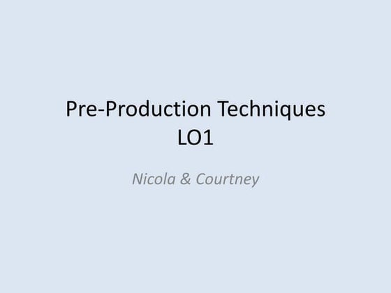 Pre-Production Presentation | PPT