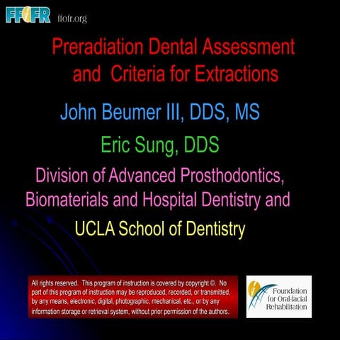 Preradiation dental assessment | PPT