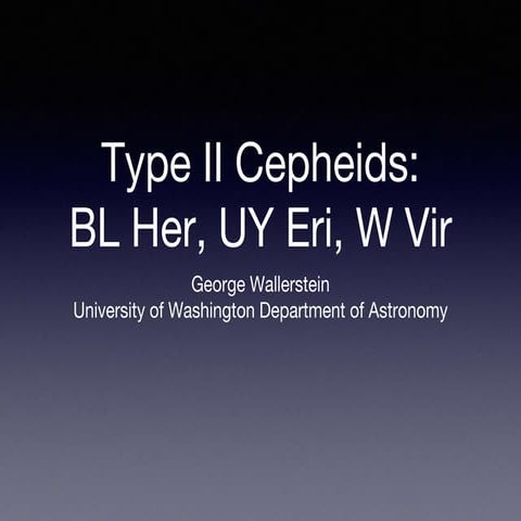 George Wallerstein: To What Population Do the Type II Cepheids Belong ...