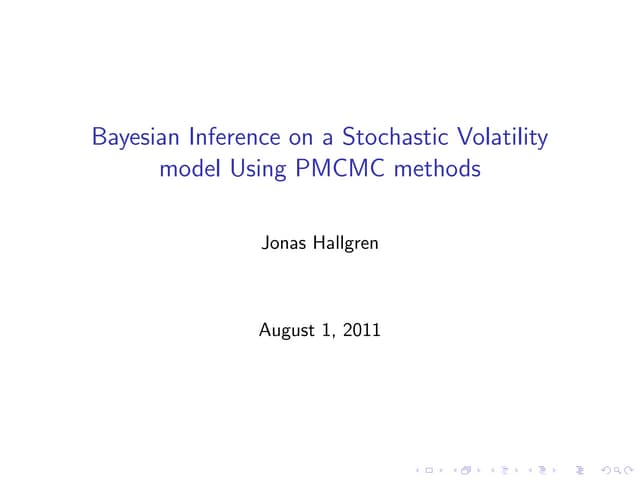 Bayesian Inference On A Stochastic Volatility Model Using Pmcmc Methods