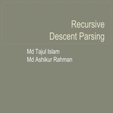 Recursive Descent Parsing Ppt 
