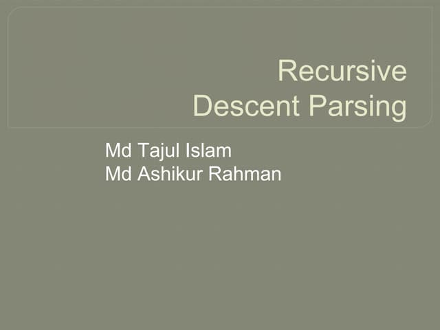 Recursive Descent Parsing Ppt