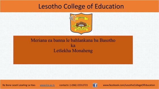 LEBOLLO LA SESOTHO LA BASHEMANE | PPTX