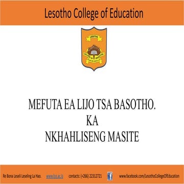 LEBOLLO LA SESOTHO LA BASHEMANE | PPTX